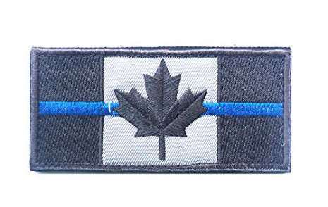 Grey Canadian flag (blue line) velcro patch – navysealslife.com